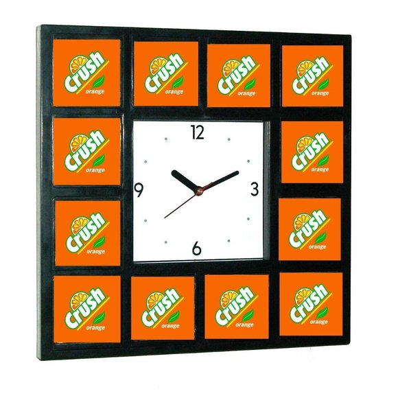 Wall Decor | Retro Orange Crush Clock Sign Promo Around The Clock With ...